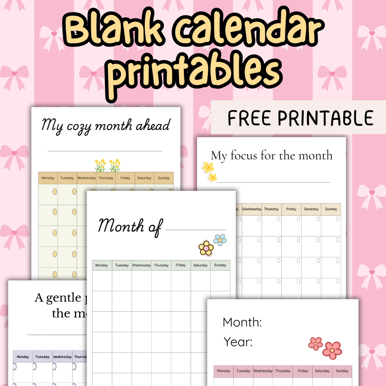 Free blank calendar printable (undated and cozy) - Simply Cozy Collective