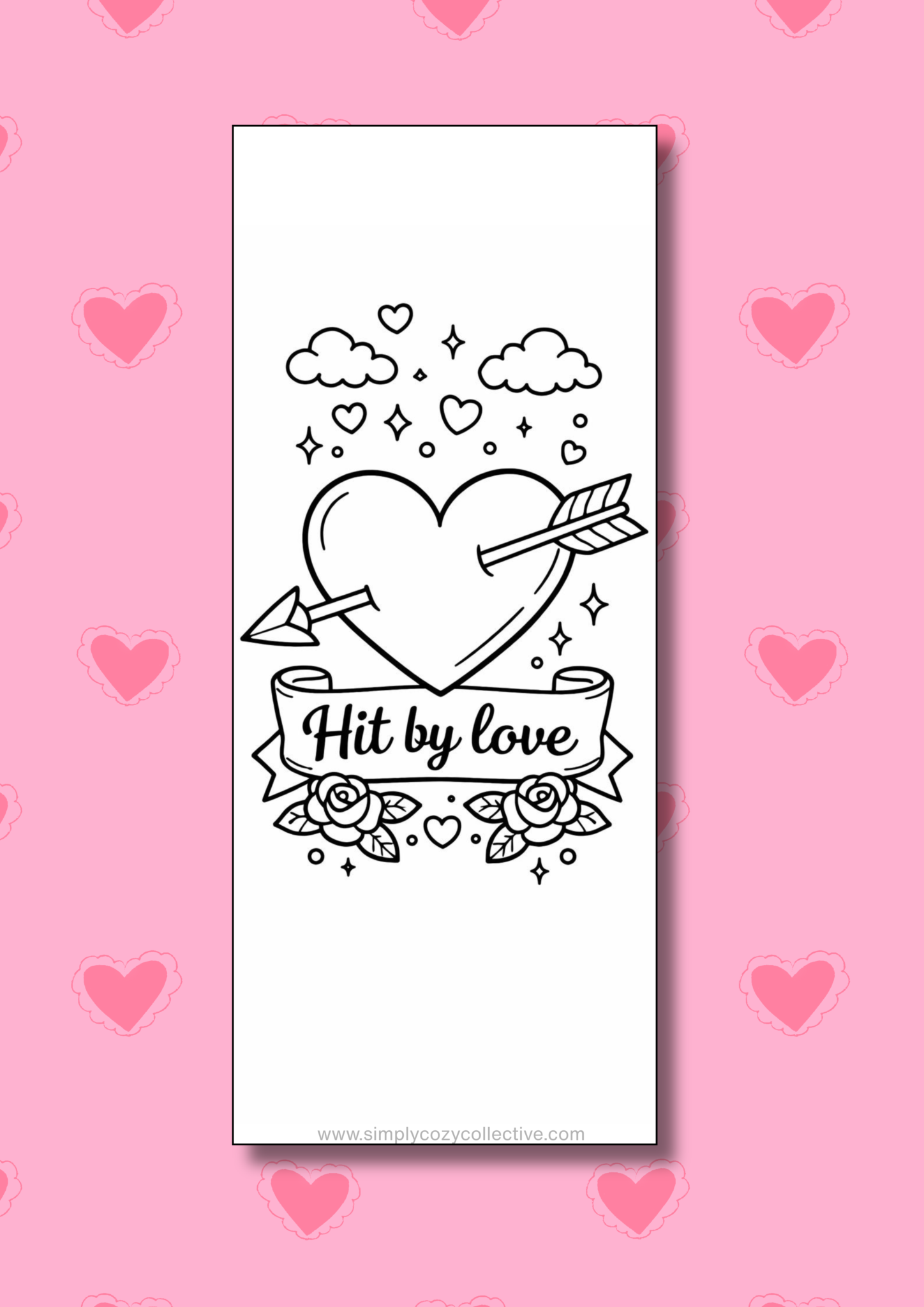 Cozy Valentine bookmarks to color - Simply Cozy Collective